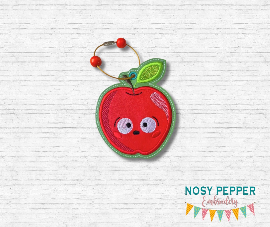 Shocked Apple Applique Bookmark/ornament/bag Tag Machine Embroidery ...