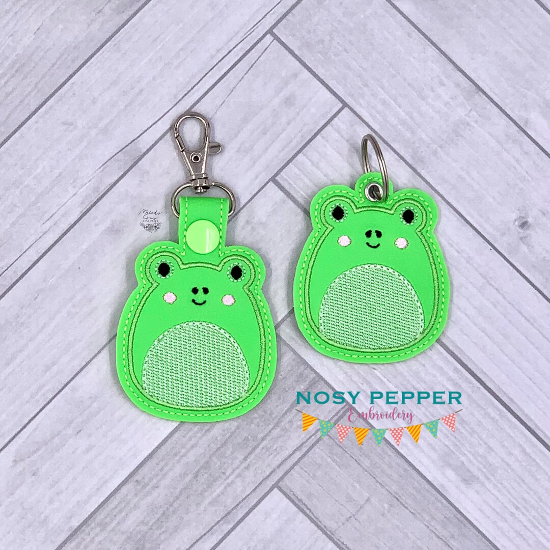 Squishy Frog Snap Tab and Eyelet Fob Machine Embroidery File (single ...