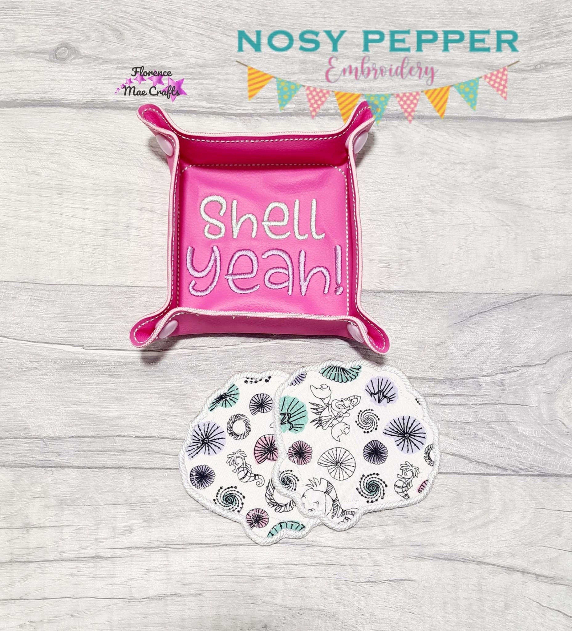 Shell Wipe Set Embroidery Designs in the Hoop includes 2 - Etsy