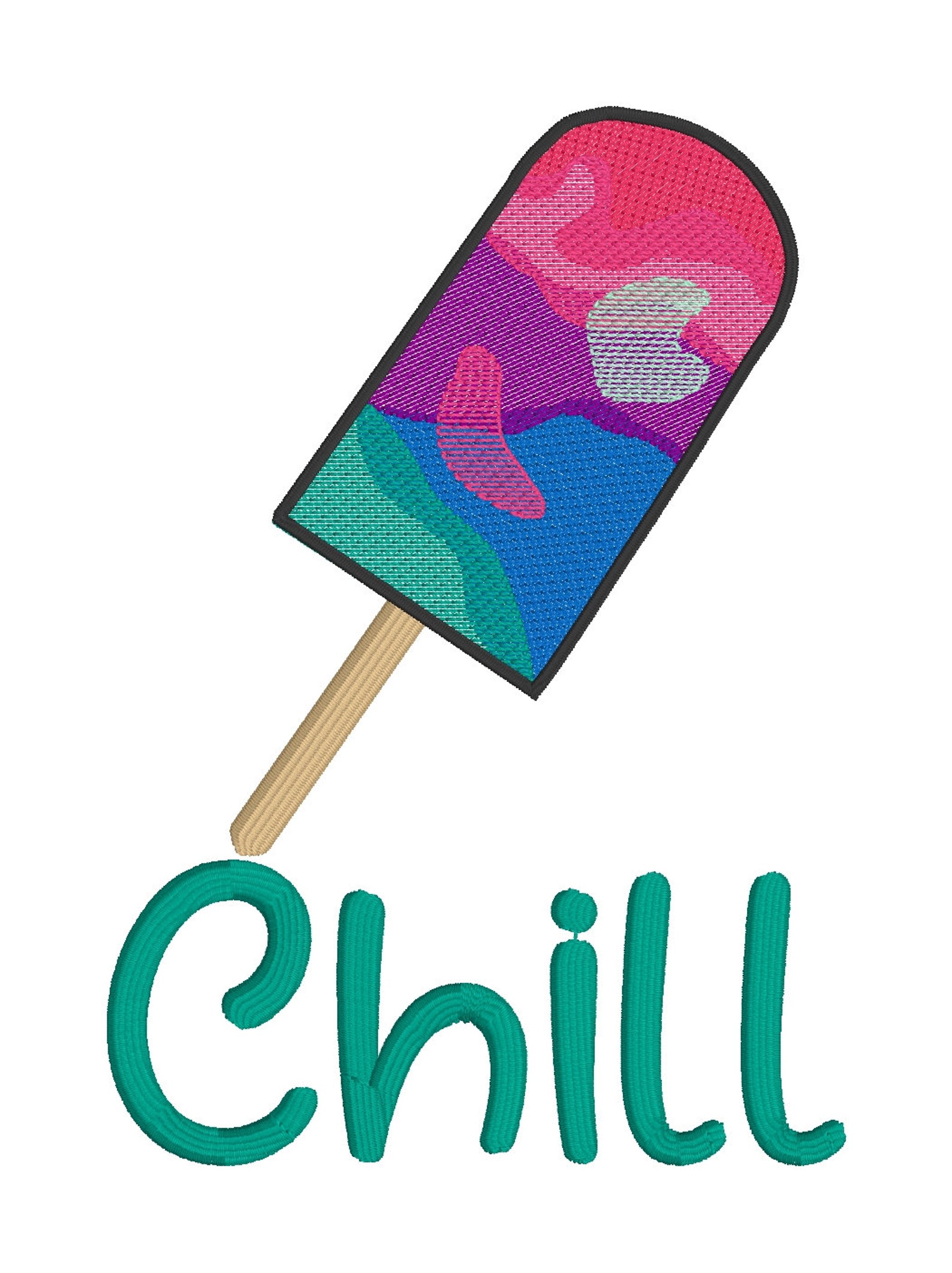 Chill Embroidery Design 4 Sizes Included and Includes Applique and ...