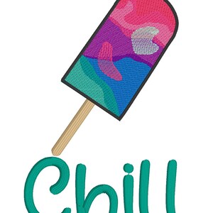 Chill Embroidery Design 4 Sizes Included and Includes Applique and ...