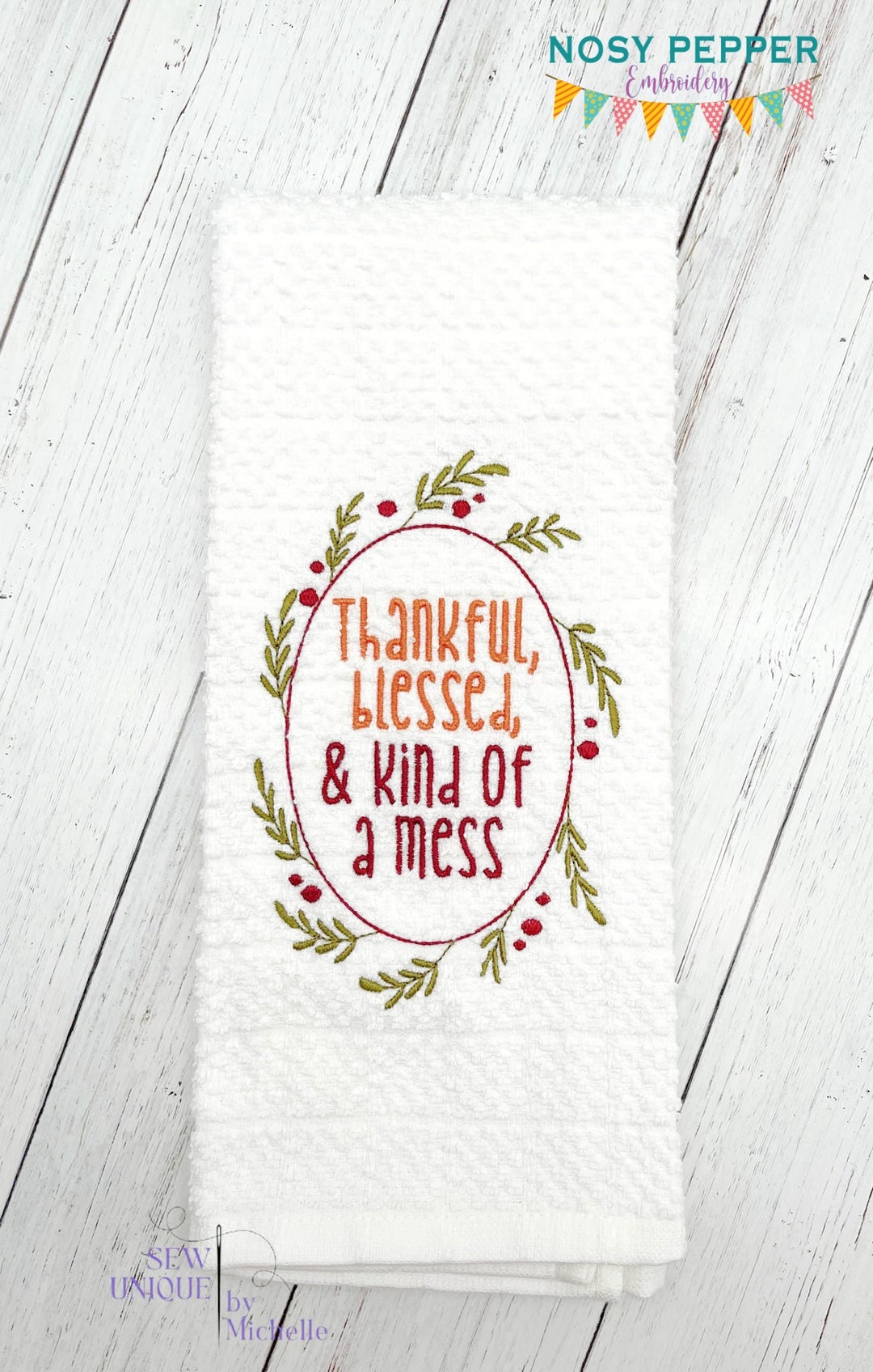 Thankful, Blessed Embroidery Design (4 Sizes Included) DIGITAL DOWNLOAD ...