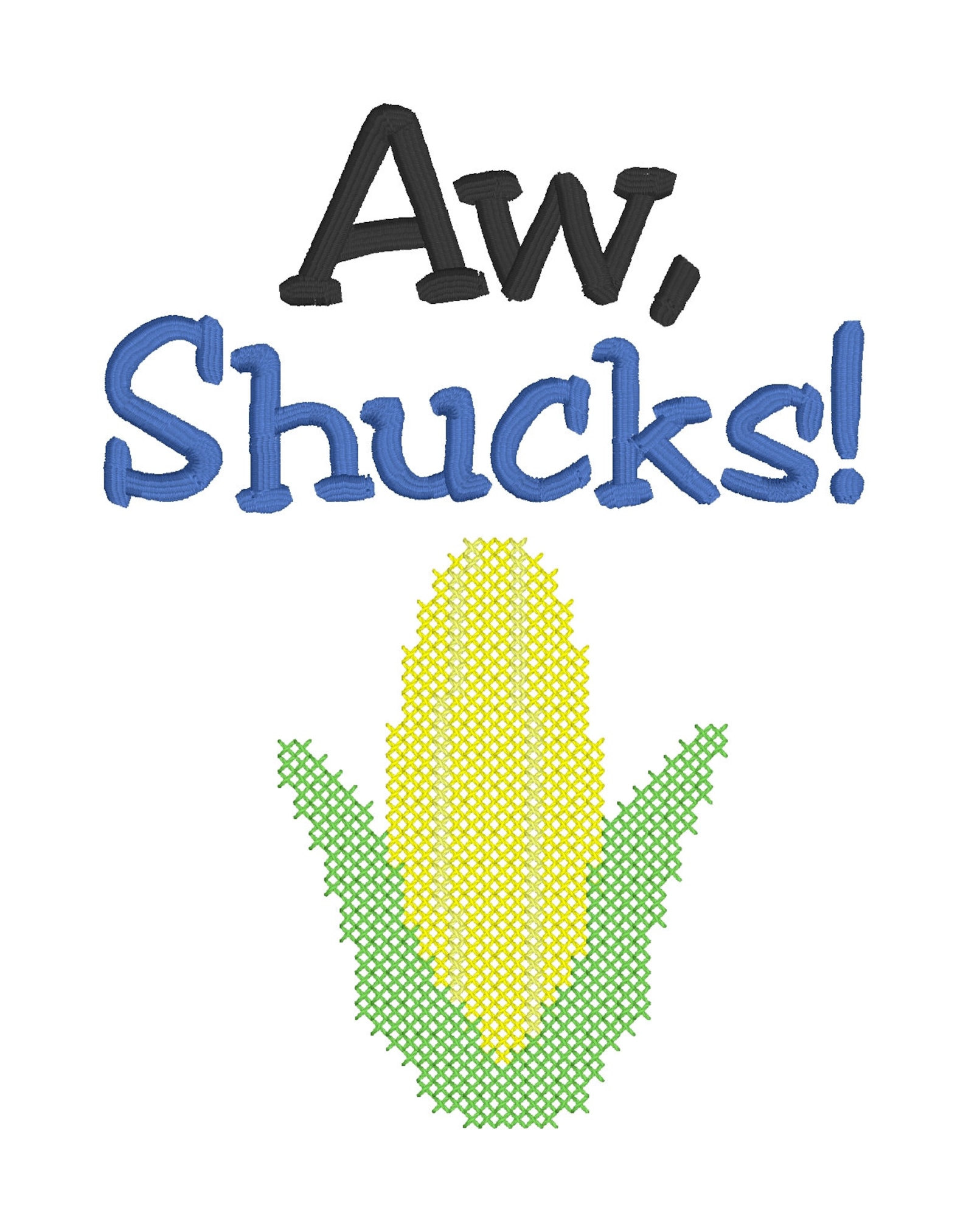 Aw Shucks Embroidery Design 5 Sizes Included DIGITAL DOWNLOAD Machine ...