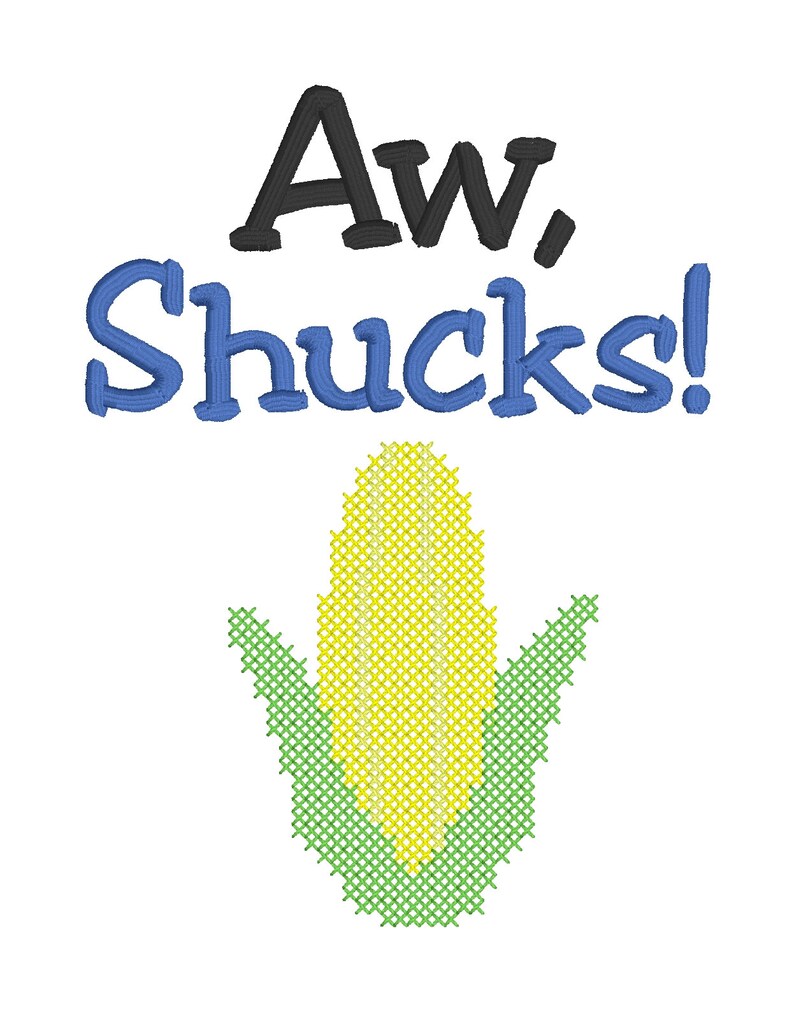 Aw Shucks Embroidery Design 5 Sizes Included DIGITAL DOWNLOAD - Etsy