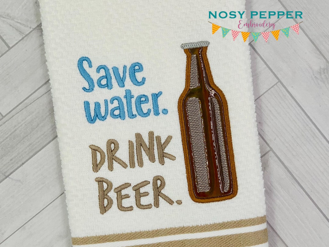 Save Water Applique Machine Embroidery Design (5 Sizes Included ...
