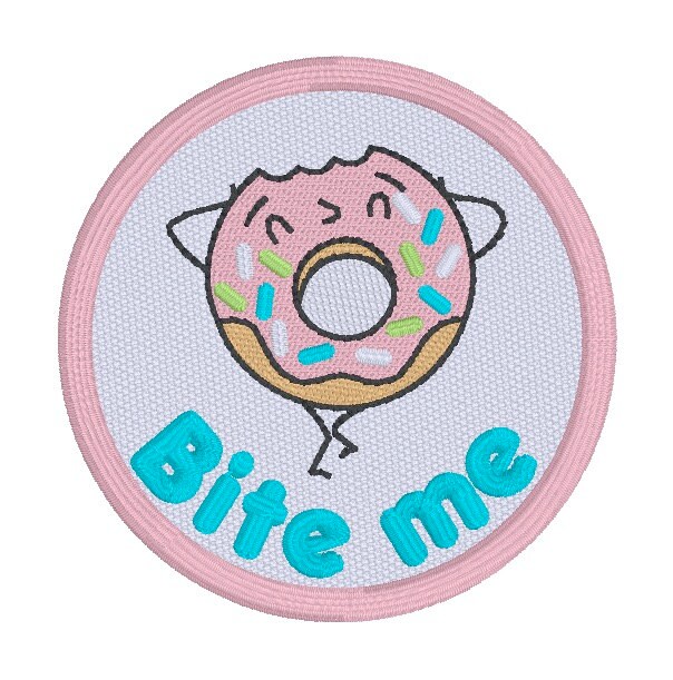 Bite Me Donut Patch (2 Sizes Included) Machine Embroidery Design ...