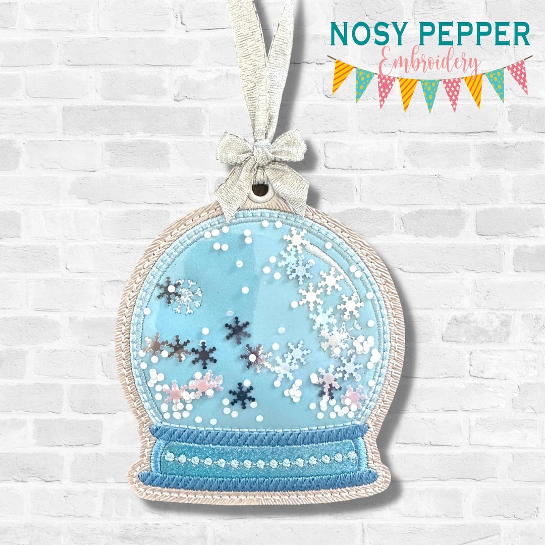 Snow Globe Applique Shaker Ornament/bookmark/bag Tag Machine Embroidery ...