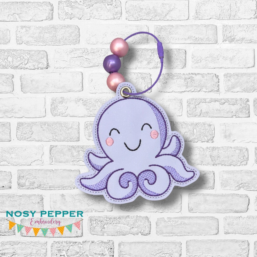 Octopus Bag Tag Machine Embroidery Design DIGITAL DOWNLOAD - Etsy