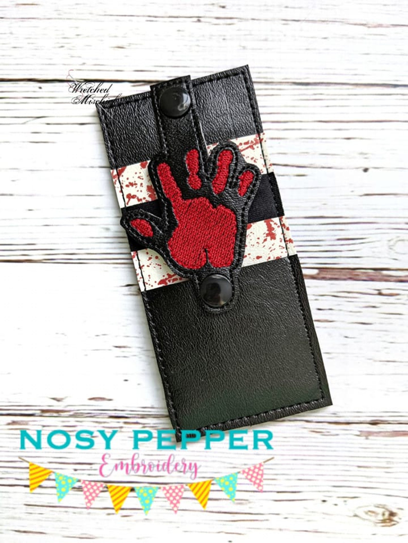 Bloody Hand Wallet Tab in the Hoop Embroidery Design DIGITAL - Etsy