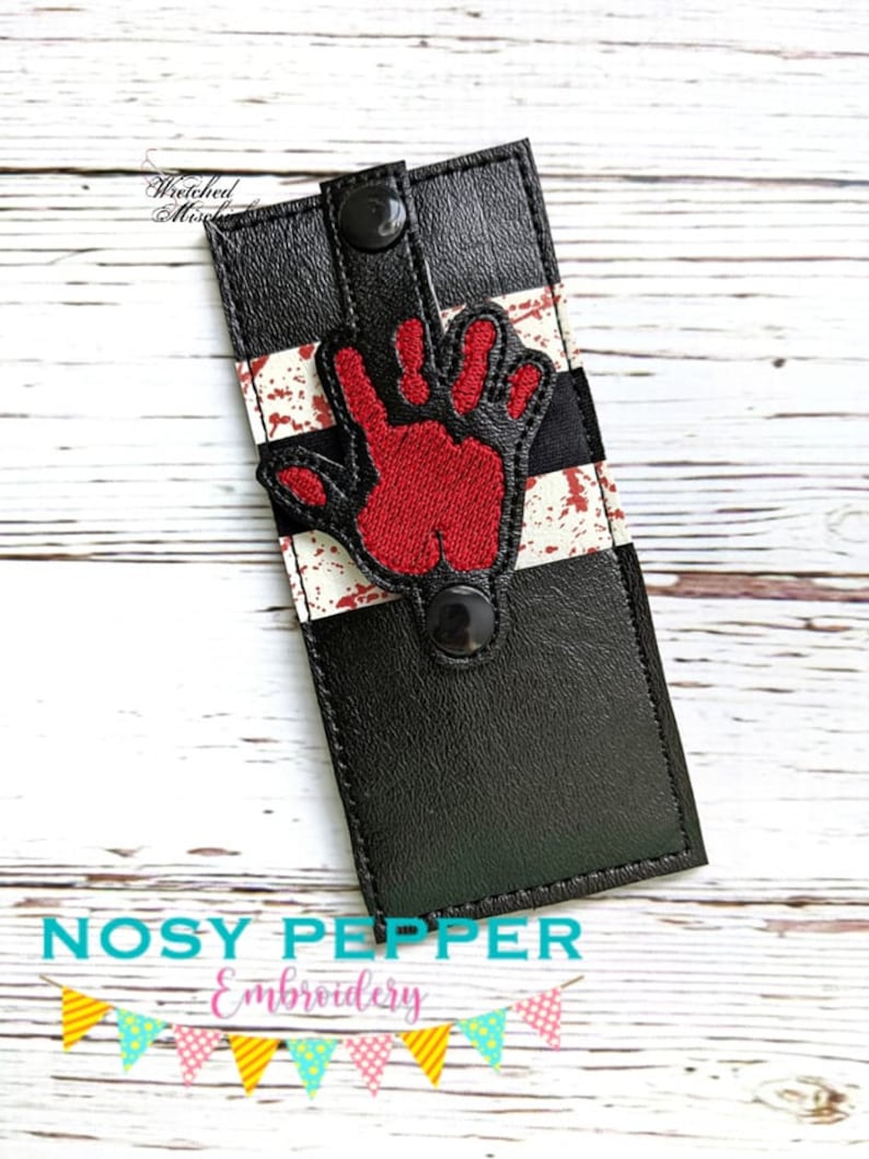 Bloody Hand Wallet Tab in the Hoop Embroidery Design DIGITAL - Etsy