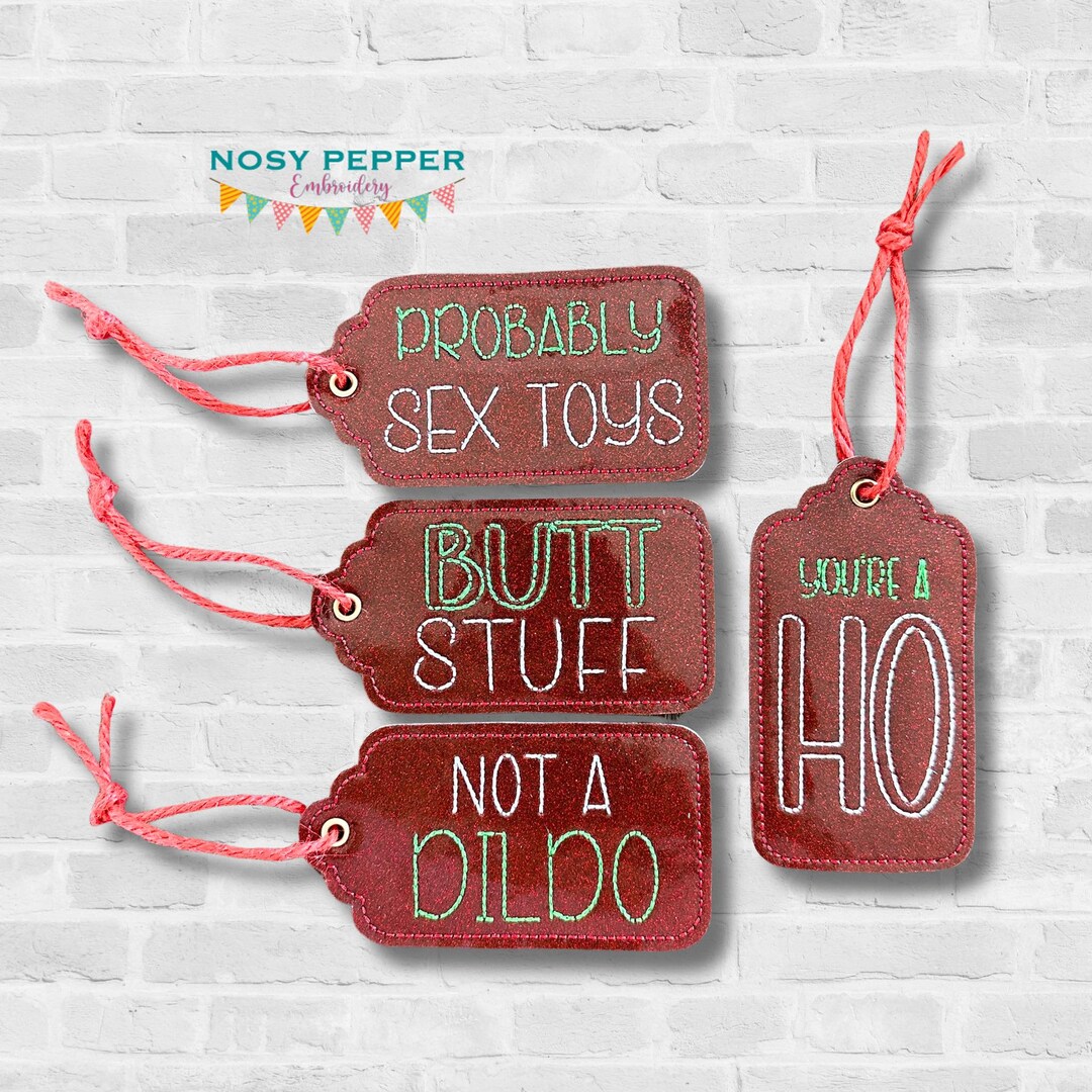 Naughty Gift Tags (set of 4 Designs) Machine Embroidery Design DIGITAL ...