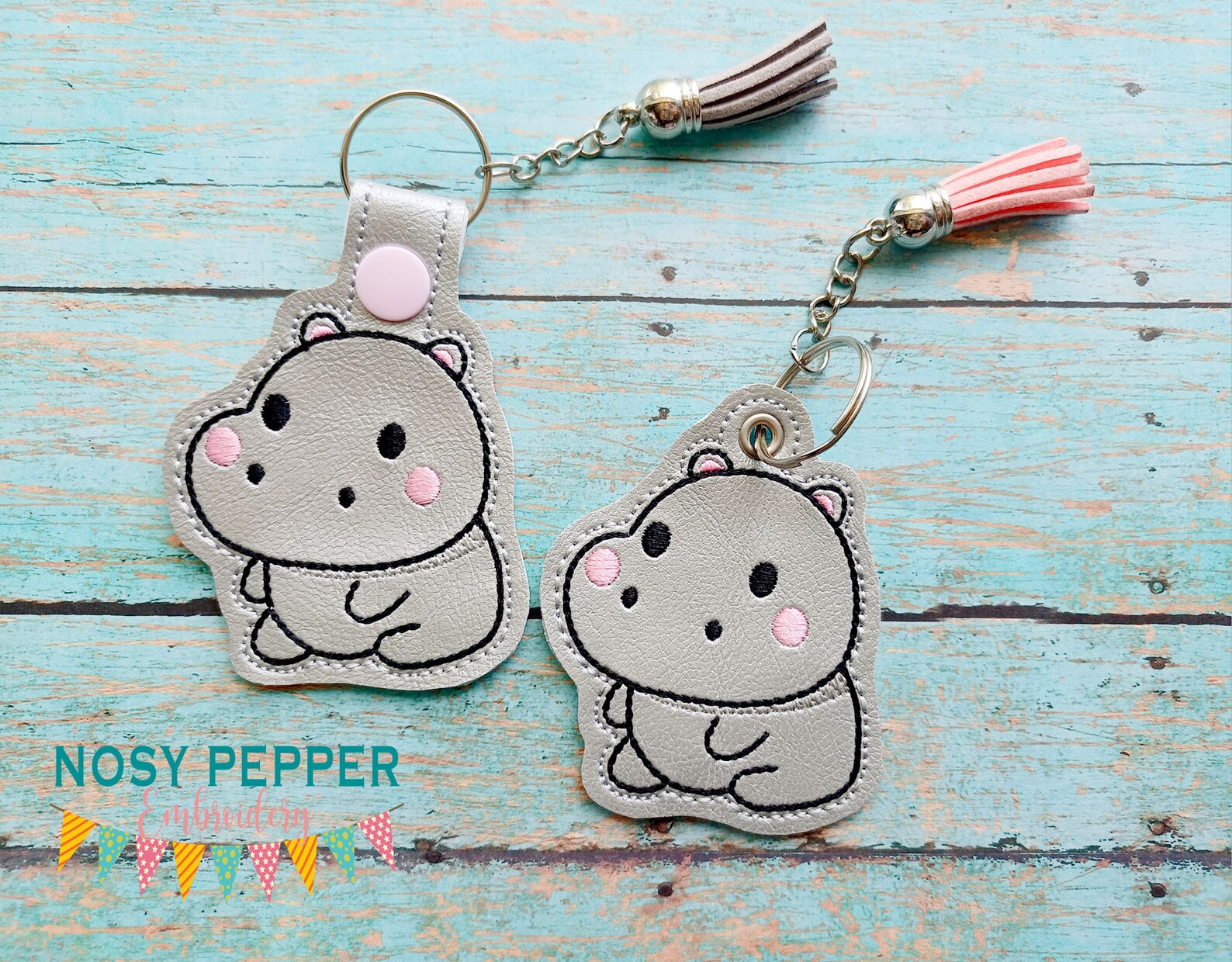 Chonky Hippo Snap Tab Machine Embroidery Design (digital File) - Etsy