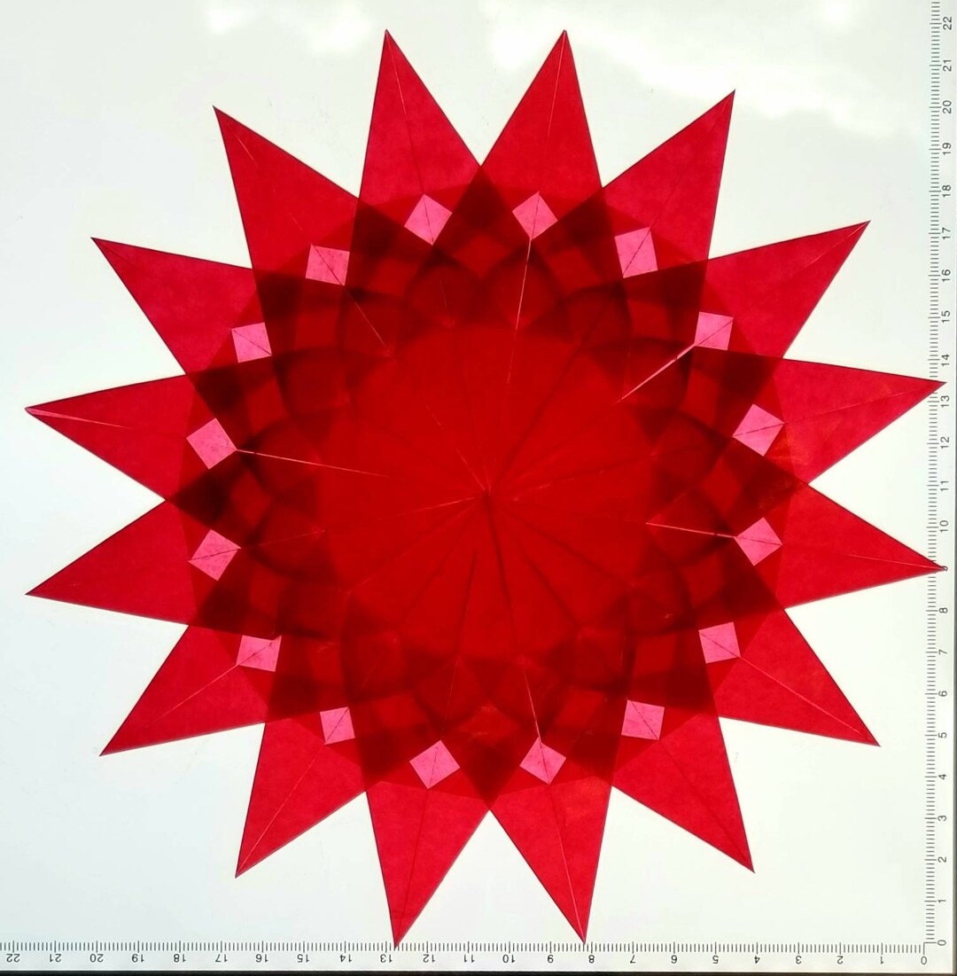 No. 16 - 16 Point Window Star - RED - Origami Window Hanging - Waldorf ...
