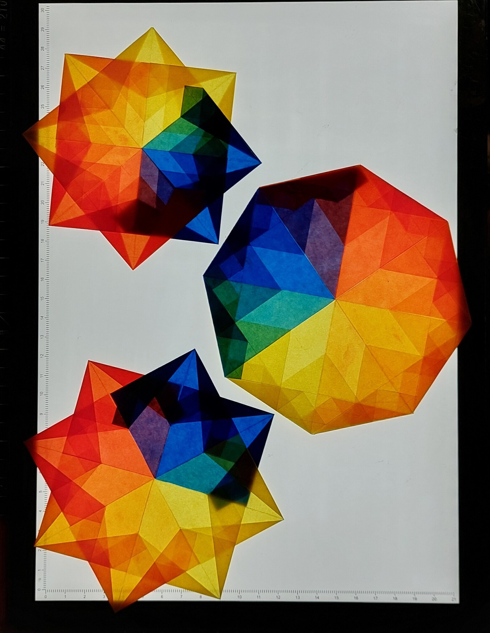 MULTICOLOUR Window Star Trio - 3 X 8-point Window Stars - Ready Made ...