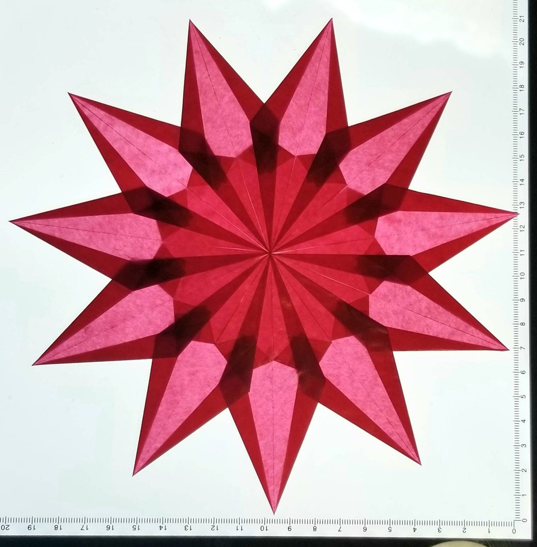 No. 33 - Red- 11 Point Star - Window Star Origami Suncatcher ...