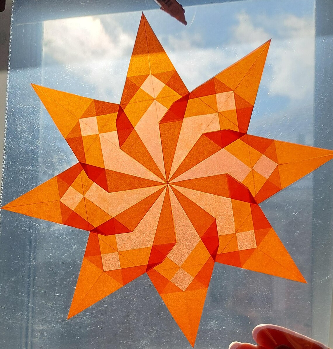 No. 17 - Pinwheel Star - Orange - One 8-point Paper Suncatcher - Paper ...