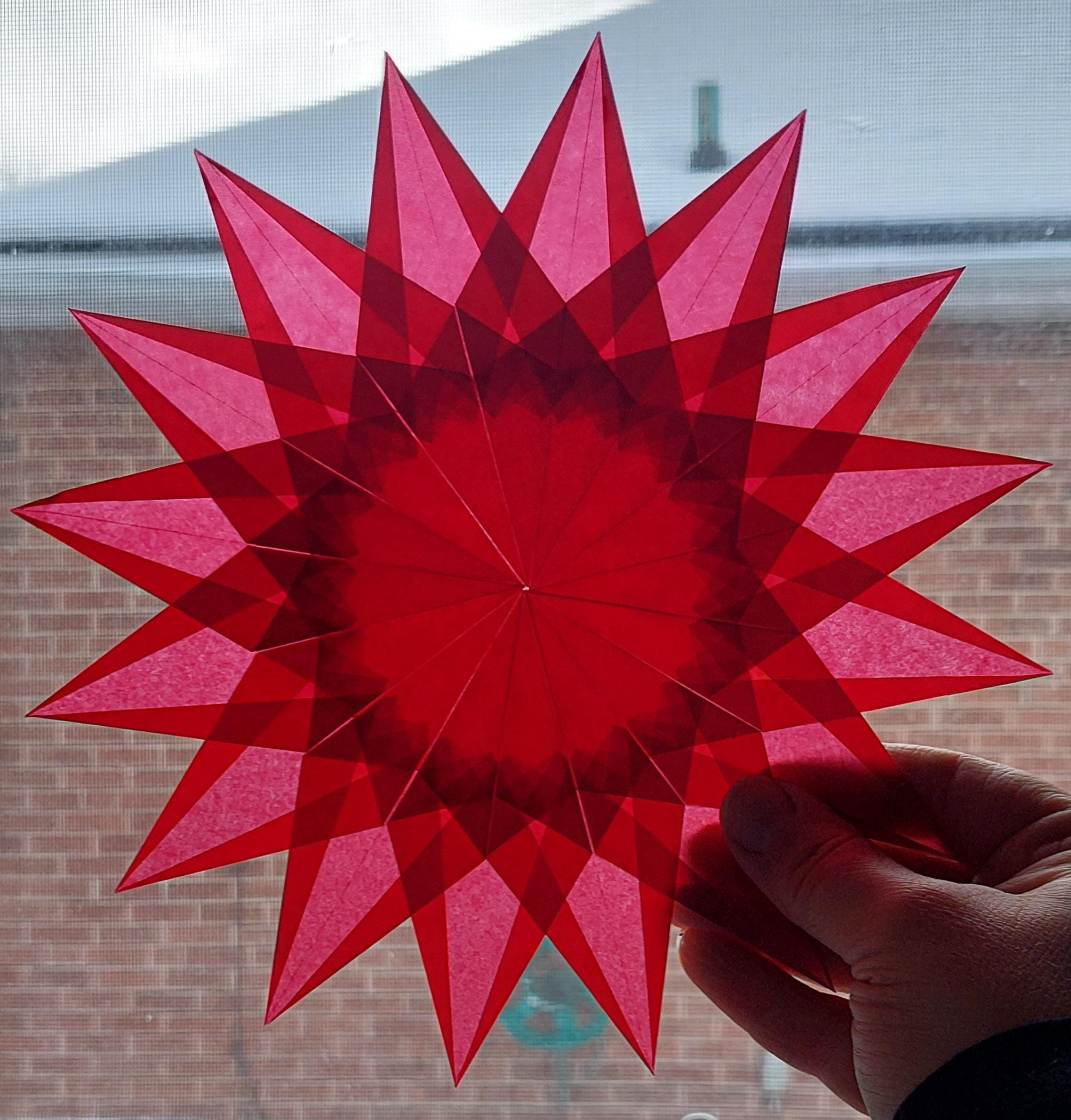 No. 13 Red 16-point Paper Star Suncatcher: Geometric Window Art - Etsy