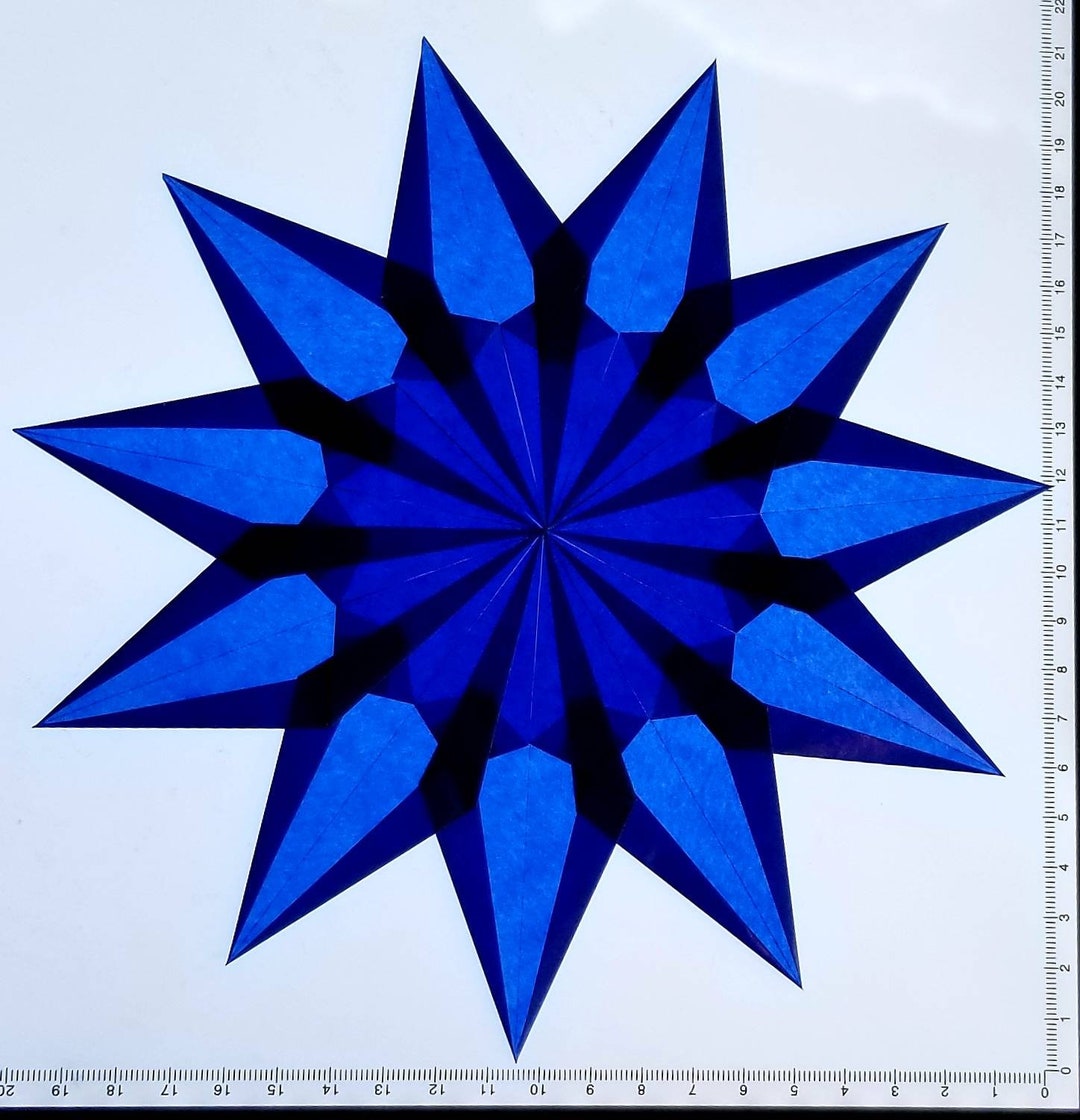 No. 33 - Blue- 11 Point Star - Window Star Origami Suncatcher ...