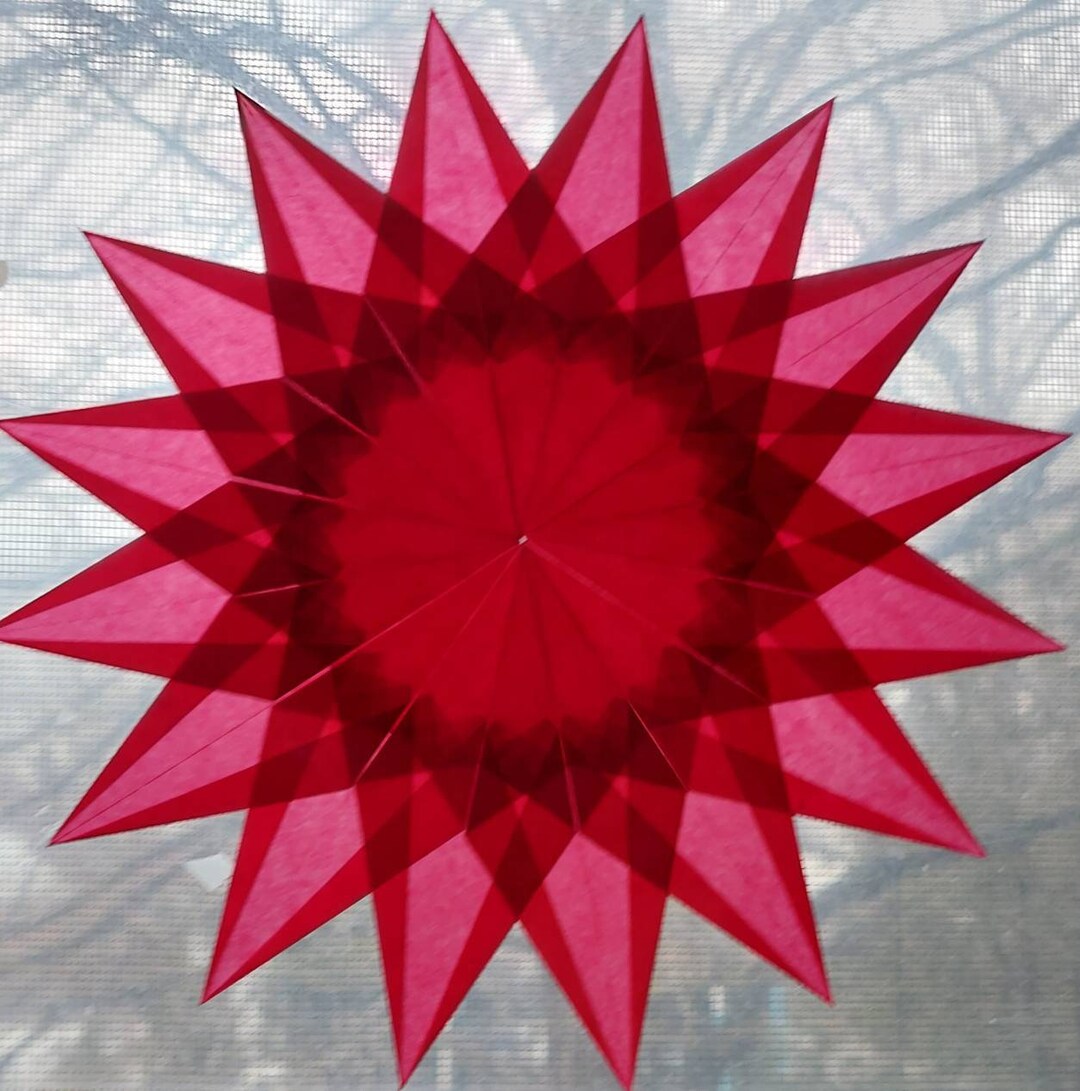 No. 13 Red 16-point Paper Star Suncatcher: Geometric Window Art - Etsy