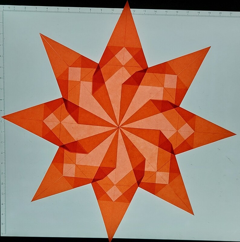 No. 17 - Pinwheel Star - Orange - One 8-point Paper Suncatcher - Paper ...
