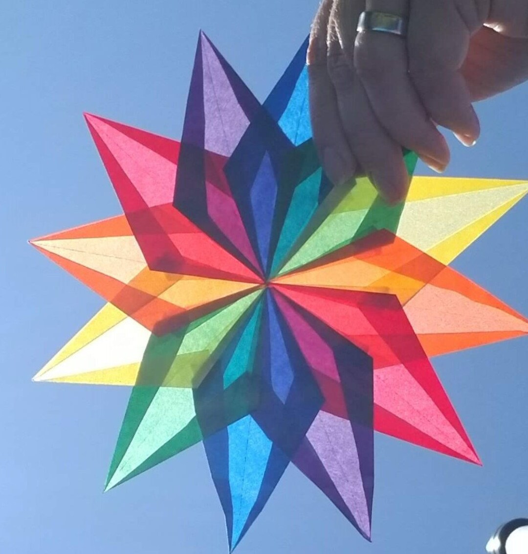 No. 12 - RAINBOW- 12 Point Window Star Paper Suncatcher - Etsy