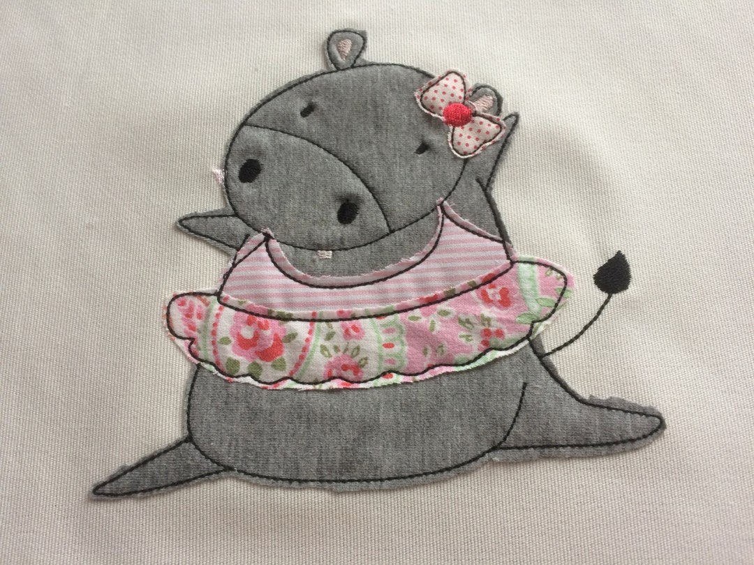 Embroidery File Hippo With Tutu Doodle 13 X 18 Cm - Etsy