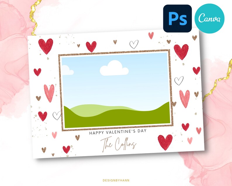 Class Valentines Day Card CANVA/PHOTOSHOP Template Printable - Etsy