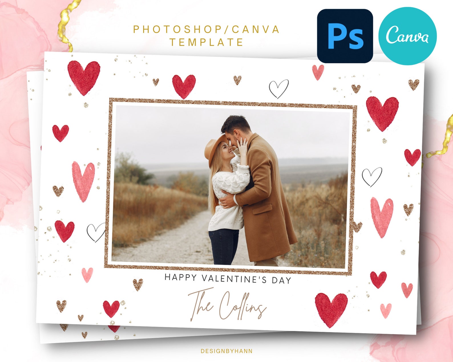 Class Valentines Day Card CANVA/PHOTOSHOP Template, Printable Happy ...