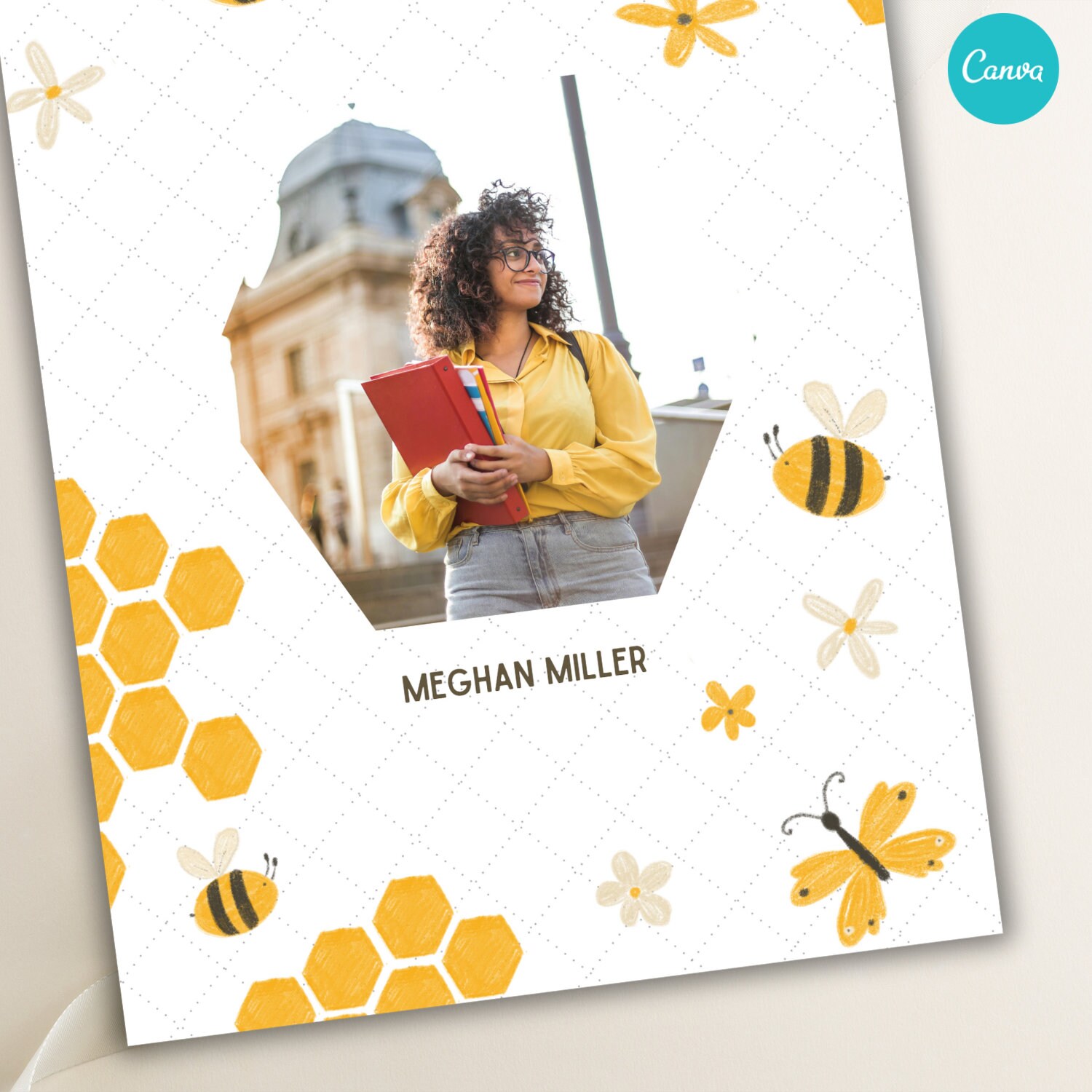 Yellow School Class Composite Template for CANVA, Photo Collage Class ...