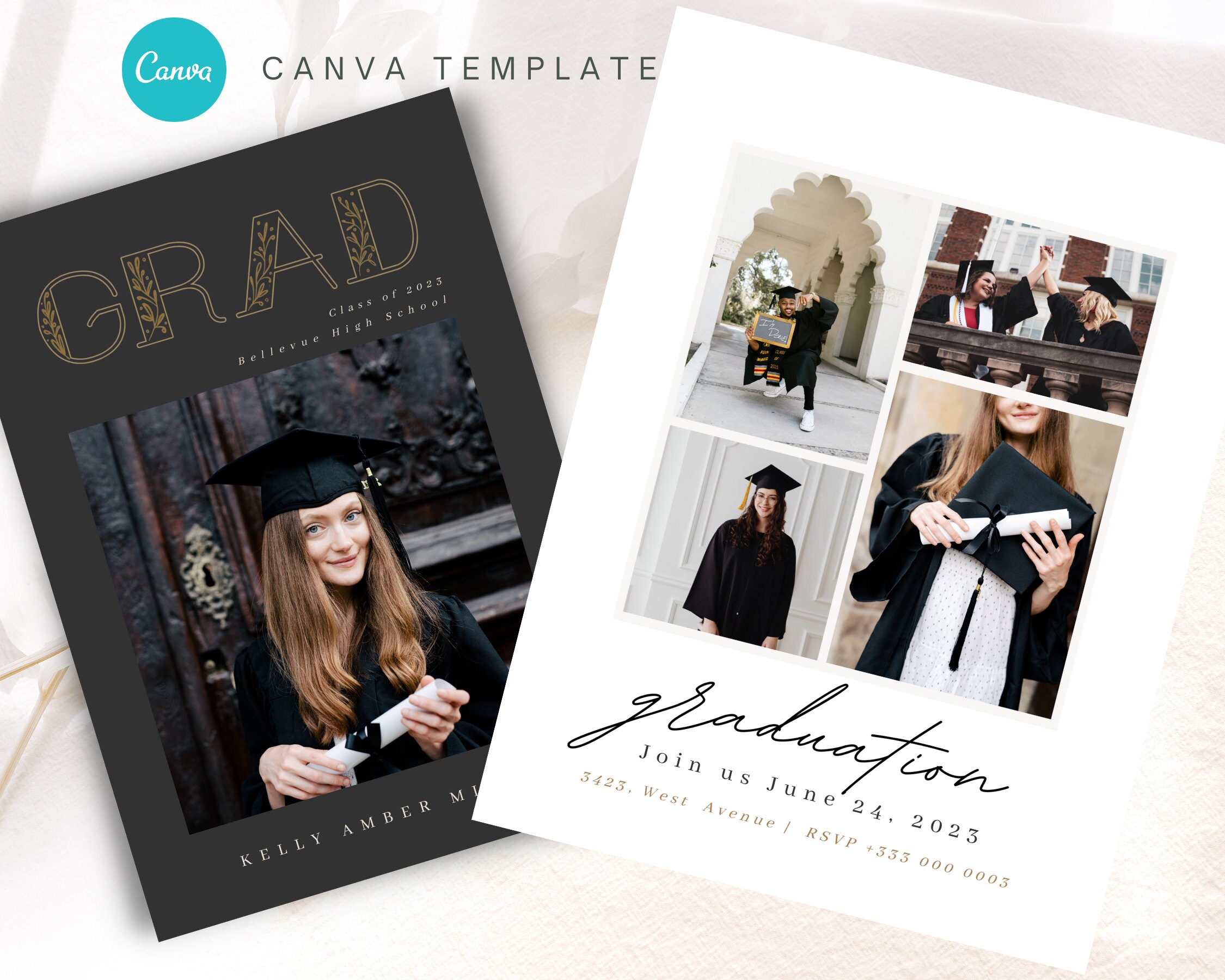 Graduation Photo Card Collage Template, Editable Graduation Photo Card ...