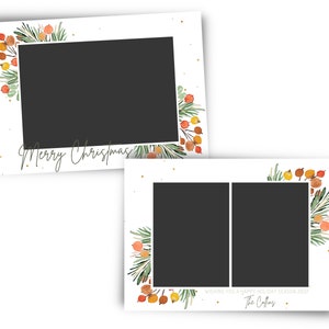 Orange Christmas Card Template PHOTOSHOP or CANVA Template, Watercolor ...