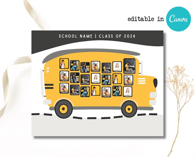 School Bus Class Composite Template for CANVA, Photo Collage Composite ...