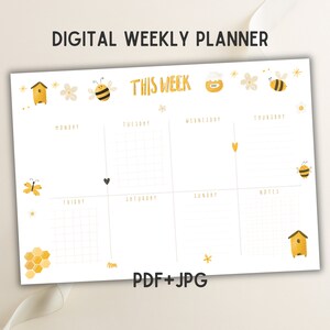 Honey Bee Weekly Planner: Printable Cottagecore Planner (digital ...
