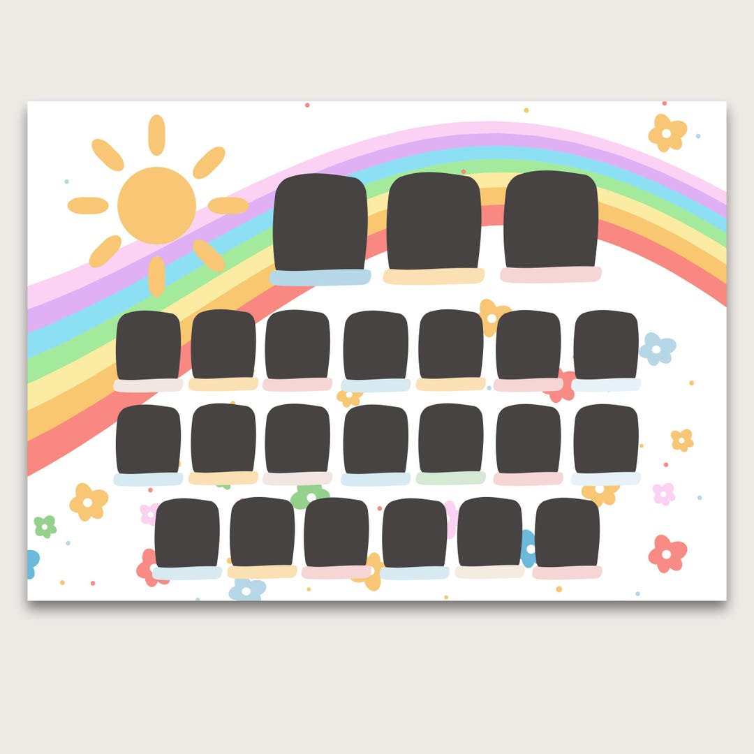 Rainbow School Class Photo Composite Template (5x7 PSD) - Etsy