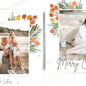 Orange Christmas Card Template PHOTOSHOP or CANVA Template, Watercolor ...