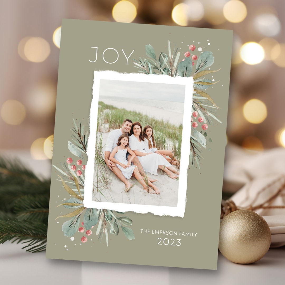 Sage Green Holiday Card Picture Christmas Card Template Photoshop ...