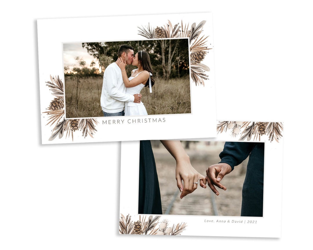 Brown Christmas Card Template 5x7, Printable Holiday Cards for ...