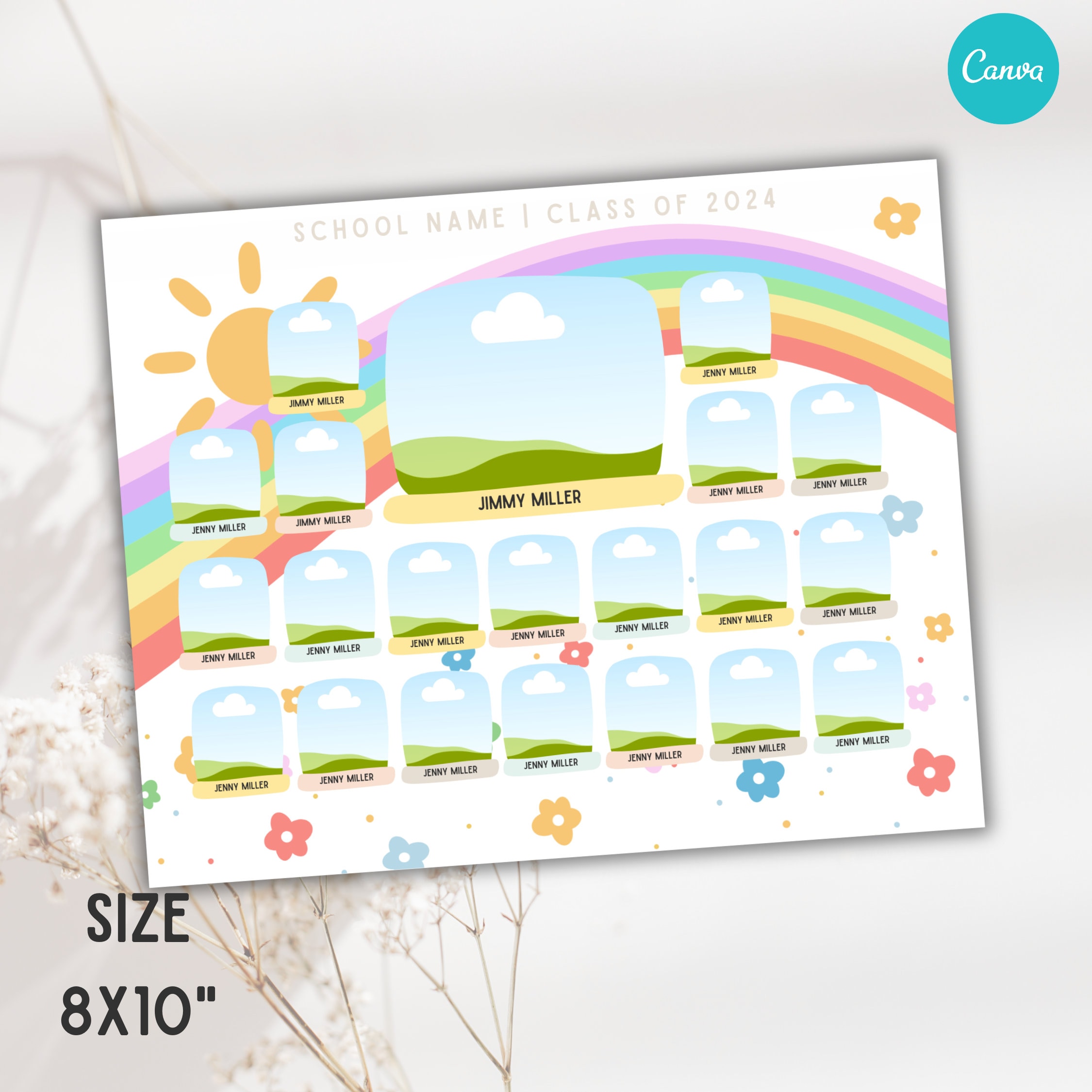 Editable Rainbow Class Photo Template Composite - School Collage ...