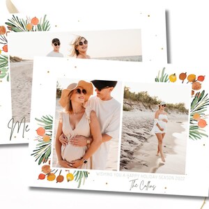 Orange Christmas Card Template PHOTOSHOP or CANVA Template, Watercolor ...