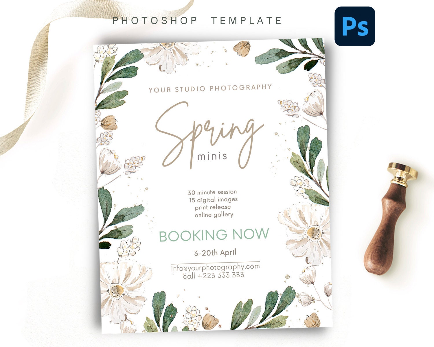 Spring Mini Session Photography Marketing Template, Easter Minis Flyer ...