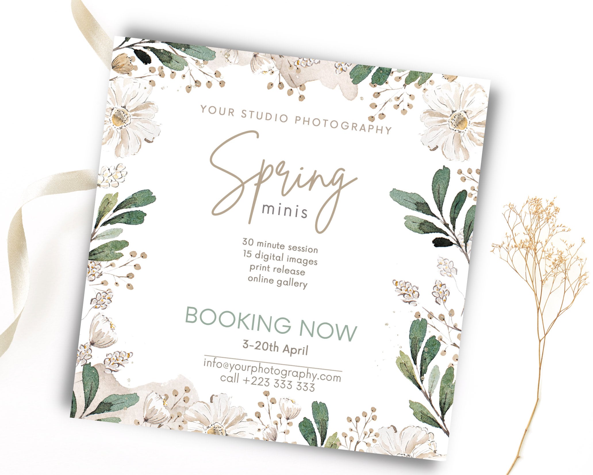Photography Spring Mini Session Template PSD, Easter Minis Flyer ...