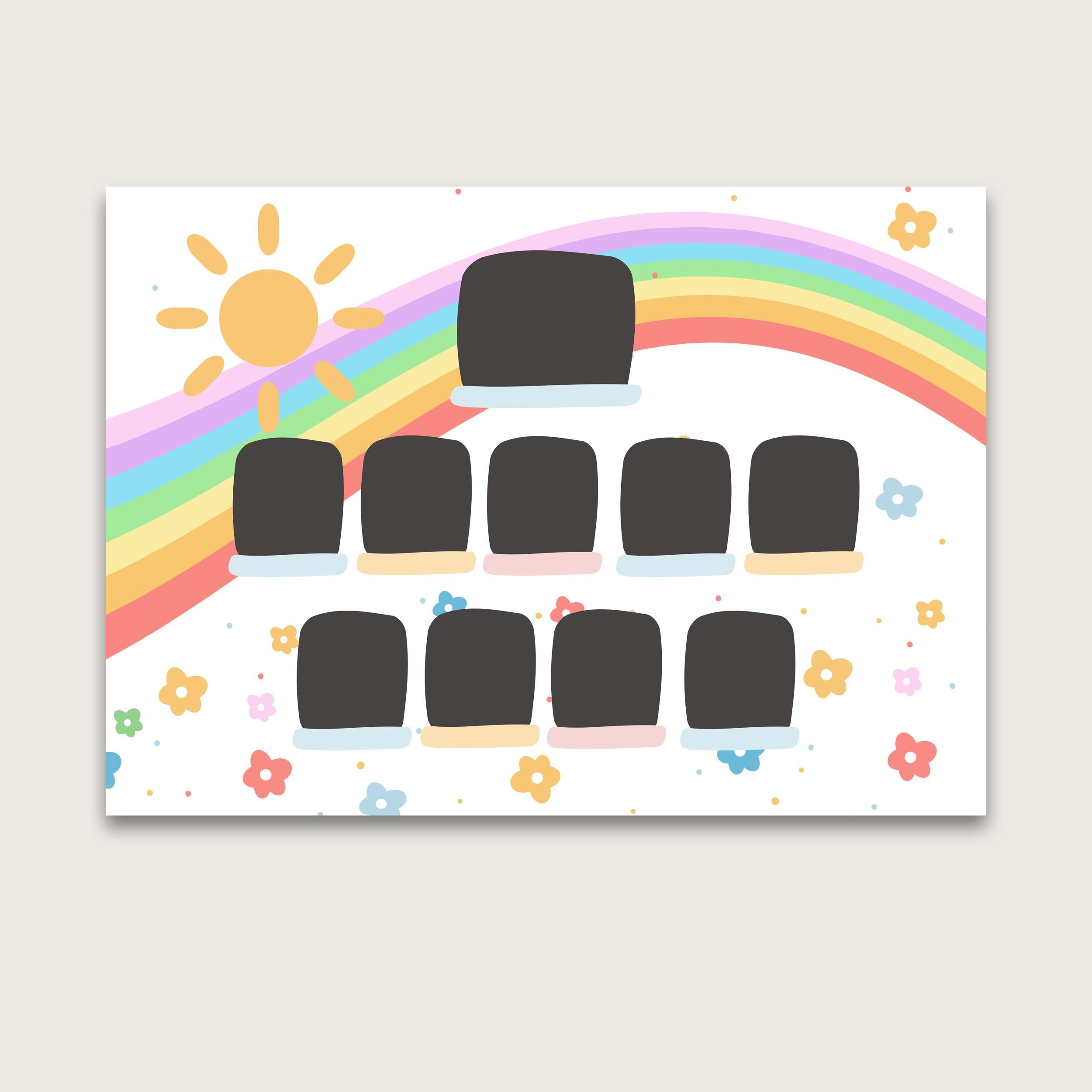 Rainbow School Class Photo Composite Template (5x7 PSD) - Etsy