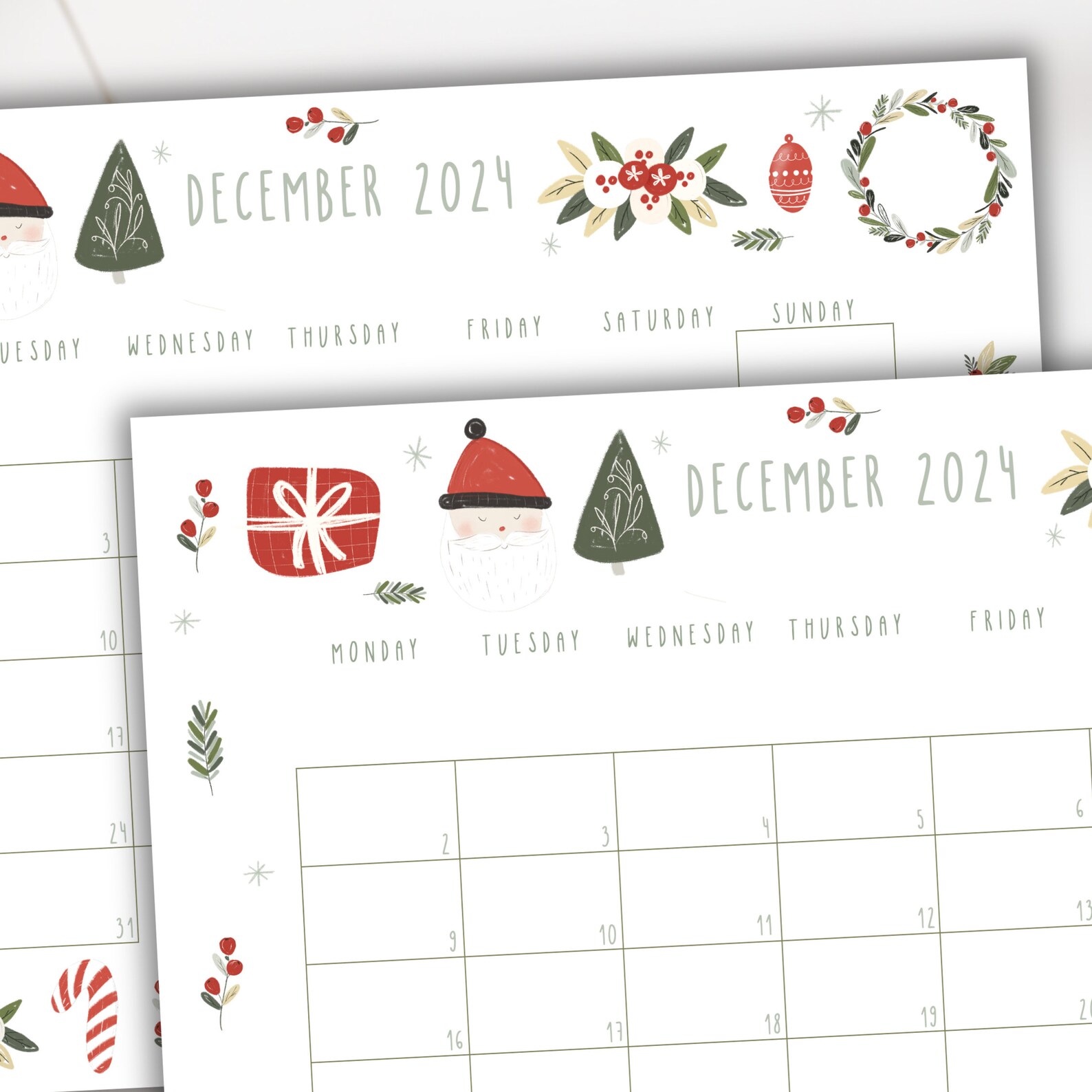 December 2024 Calendar Wall, Monthly Planner 2024, Calendar Printable ...
