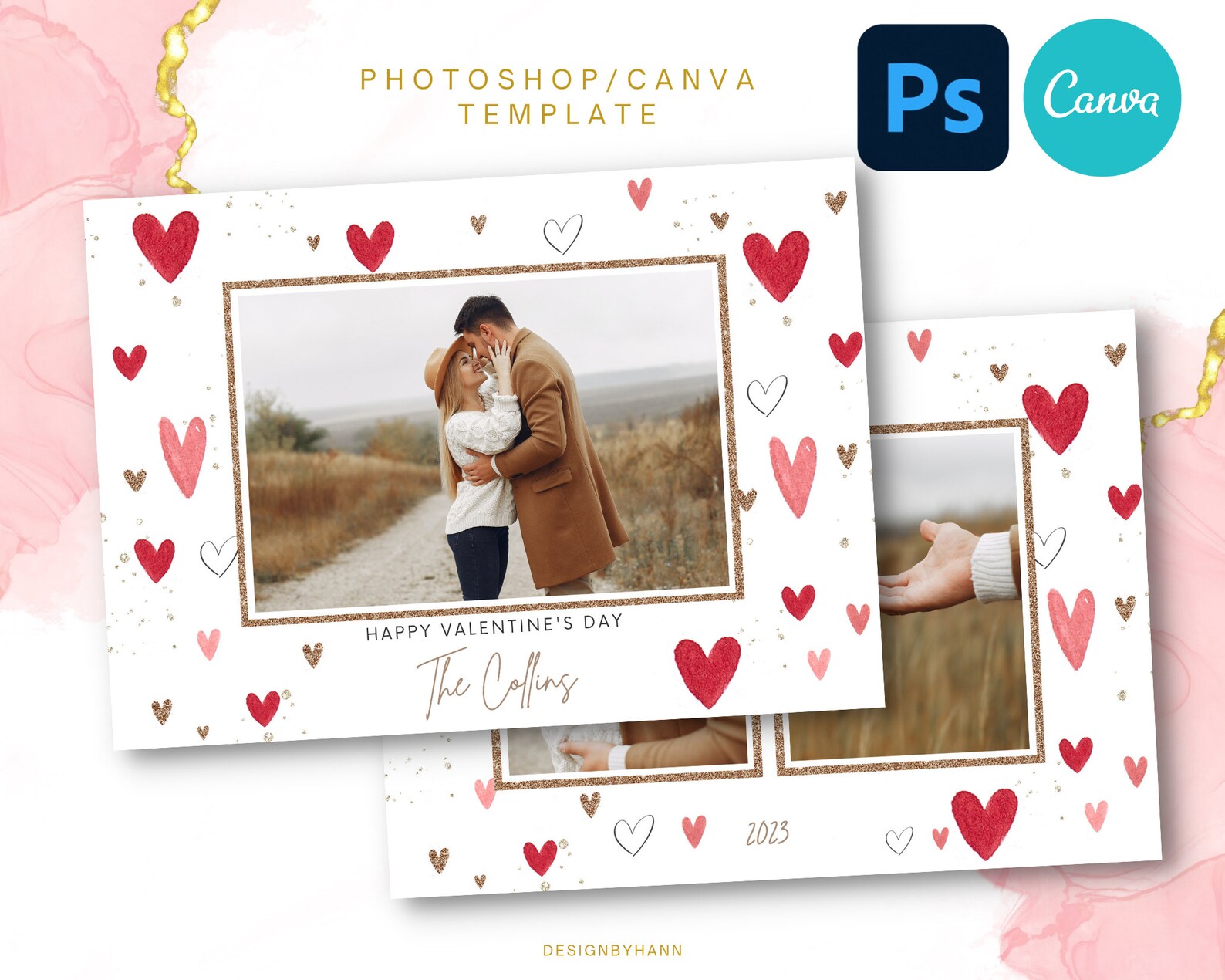 Class Valentines Day Card CANVA/PHOTOSHOP Template, Printable Happy ...