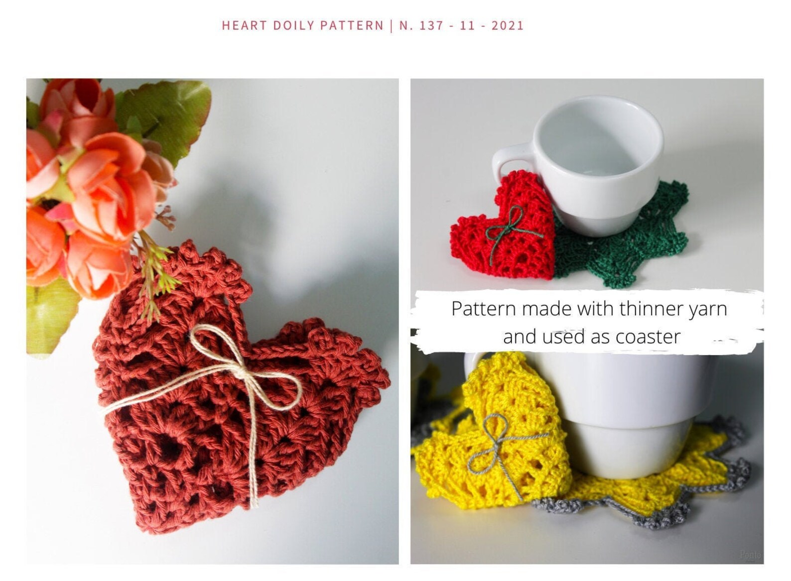 Crochet Pattern Crochet Doily Heart Doily PDF Pattern | Etsy