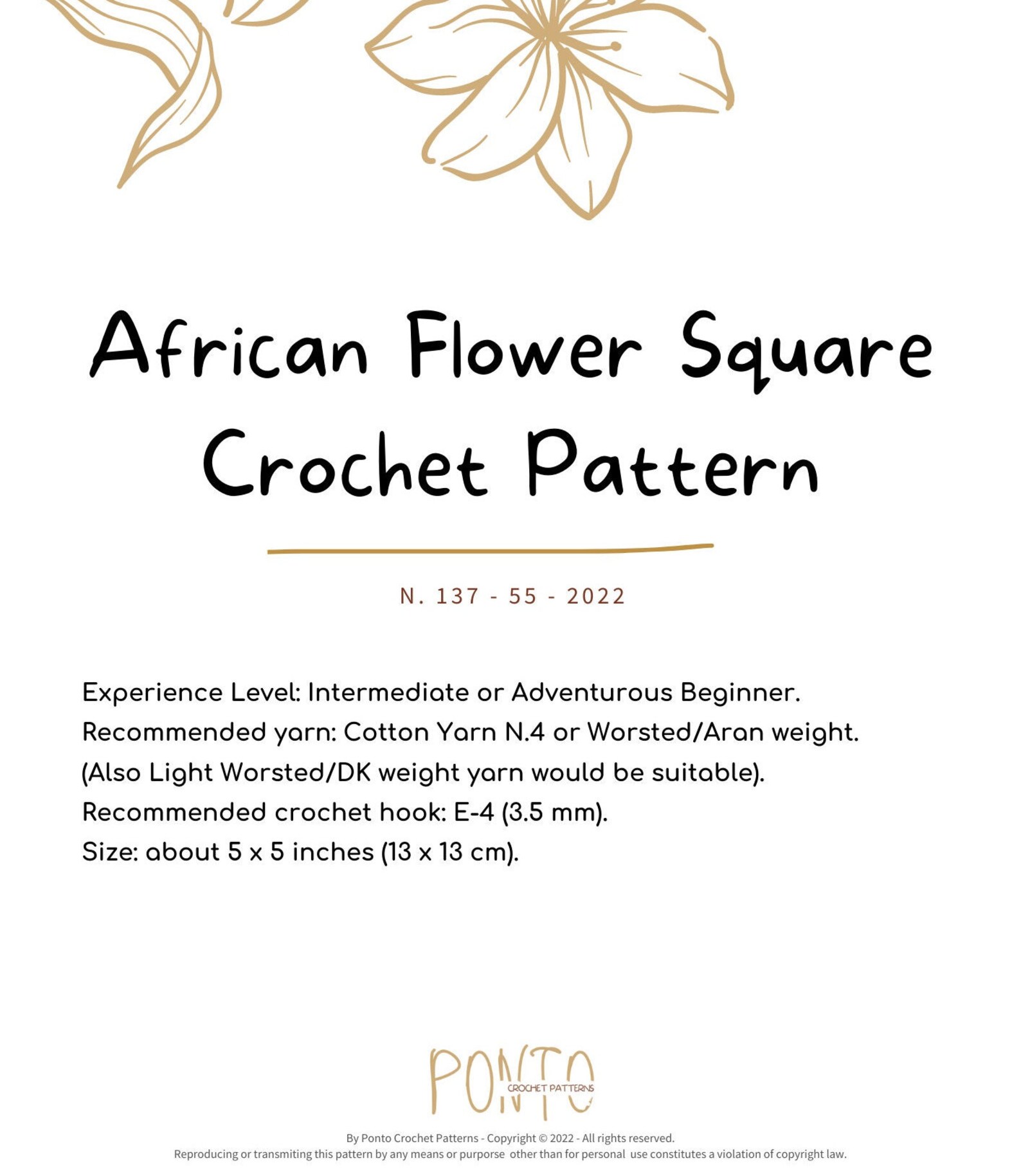 African Flower Square Crochet Pattern PDF Pattern Motif for - Etsy