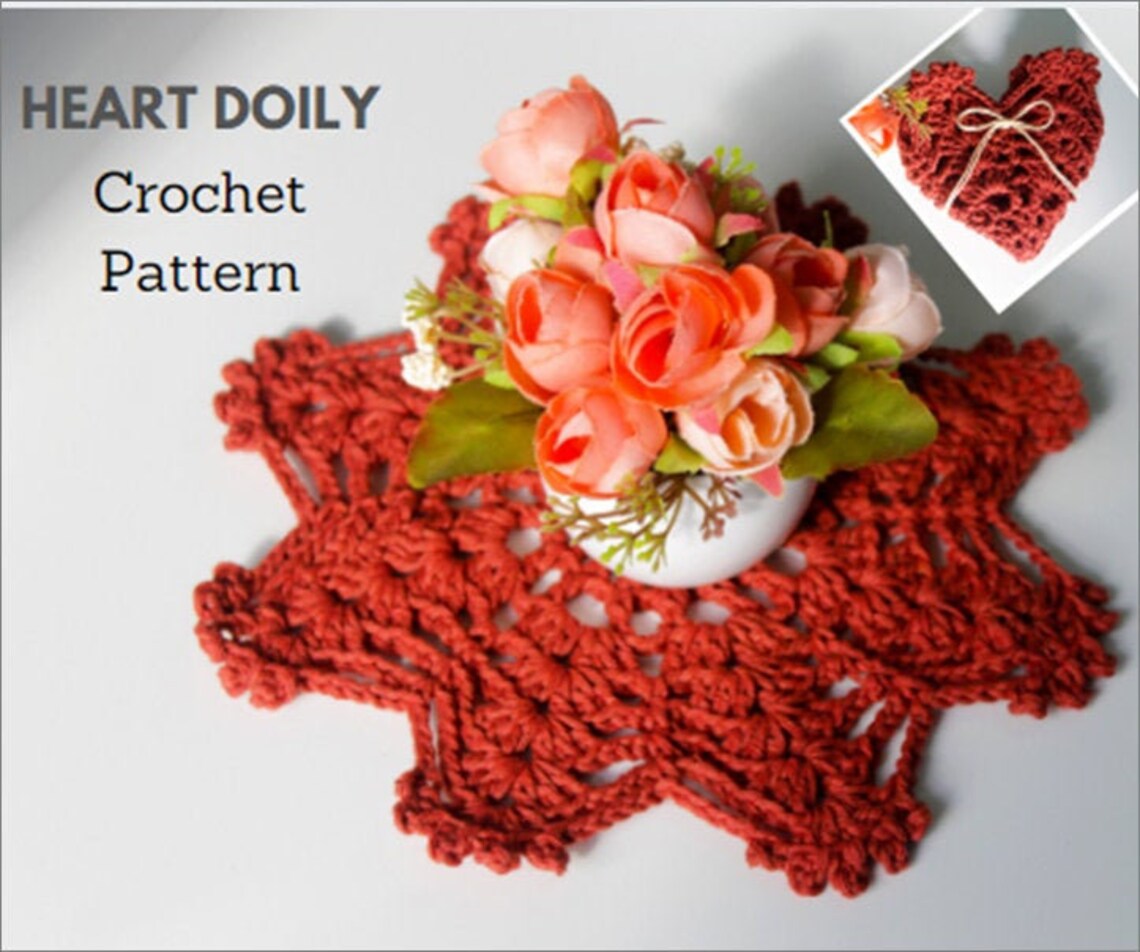 Crochet Pattern Crochet Doily Heart Doily PDF Pattern | Etsy