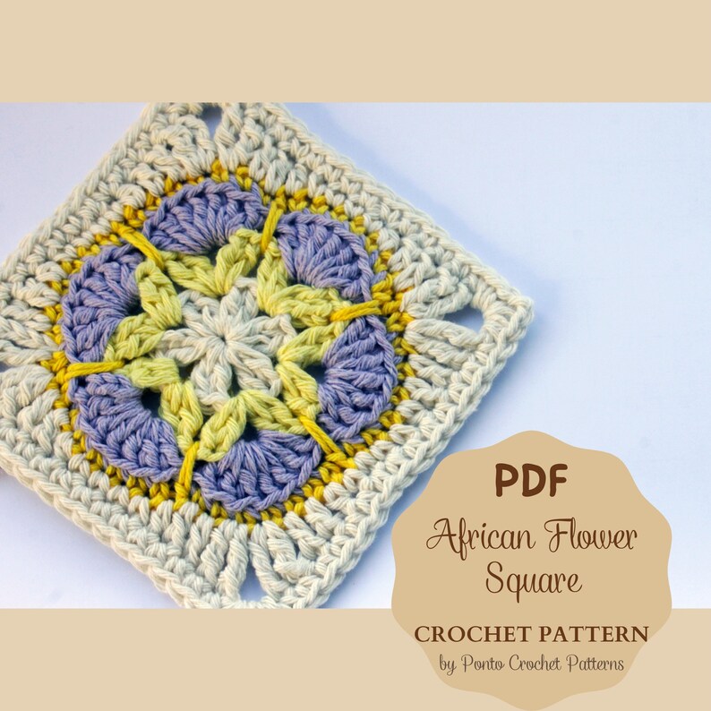 African Flower Square Crochet Pattern PDF Pattern Motif for - Etsy