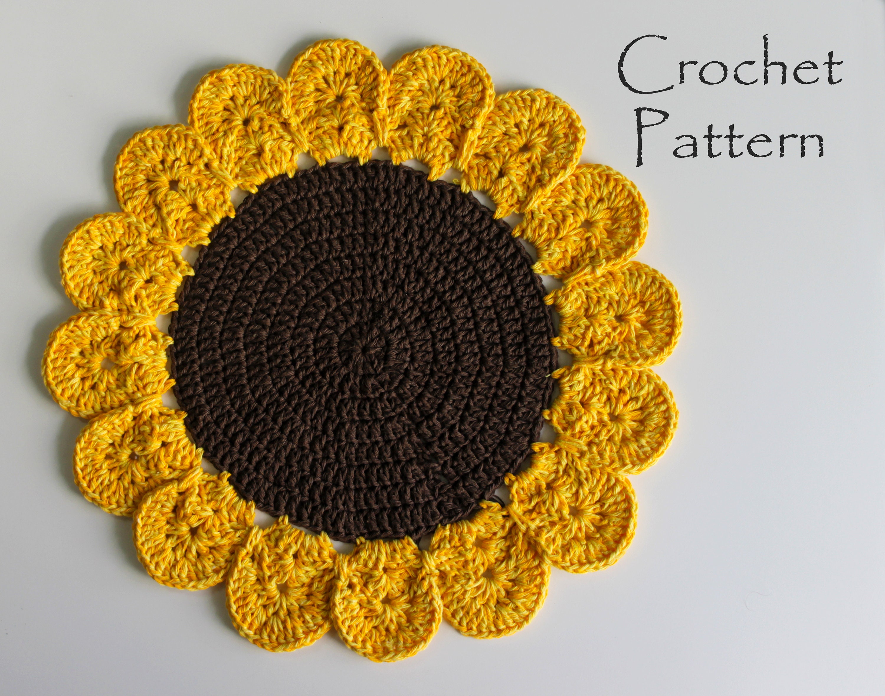 Crochet Pattern Sunflower Doily - PDF, Sunflower Doily, Sunflower Table ...