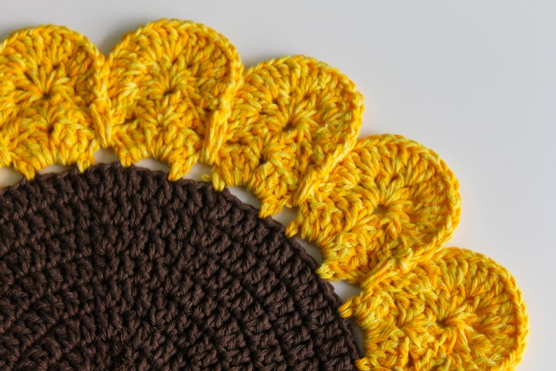 Crochet Pattern Sunflower Doily - PDF, Sunflower Doily, Sunflower Table ...